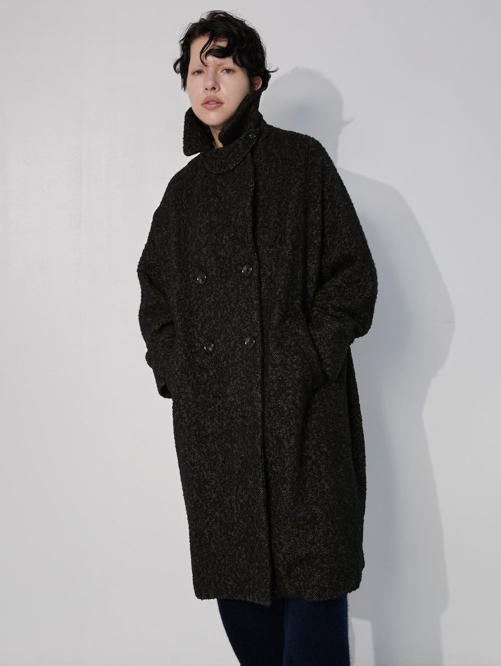 ミックスツイードテントコート/TBEA-271