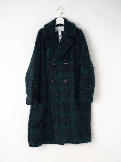 チェックシャギーテントコート/TBEA-251